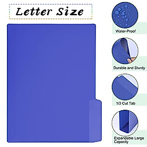 EOOUT Poly File Folders18 Pack 6 Gemstone Color, 1/3 Cut Tab Letter Size, 8.6 x 11.6 Inches Colored File Folders Classic Manila Folders Plastic Folders, Office Supplies File Folders