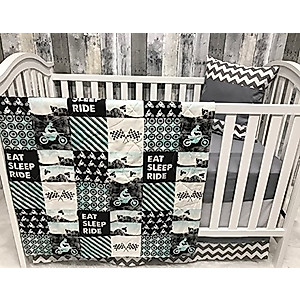 Baby Nursery/Toddler Crib Set, Motorcycle, Dirt Bikes, Motorcycles, Chevron, Nursery Room, Babylooms