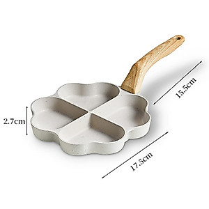 DAFEIKE Heart Egg Pan Heart Pancake Pan Nonstick Heart Shape Frying Pan 4 Cup Egg Shaped Skillet, Ivory