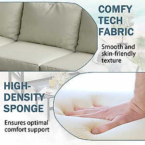 PAKASEPT Outdoor Patio Furniture Set, 6 Pieces Outdoor Couch Sectional L Shaped Aluminum Conversation Sets with Coffee Table, Patio Furniture Set for Porch Garden Backyard