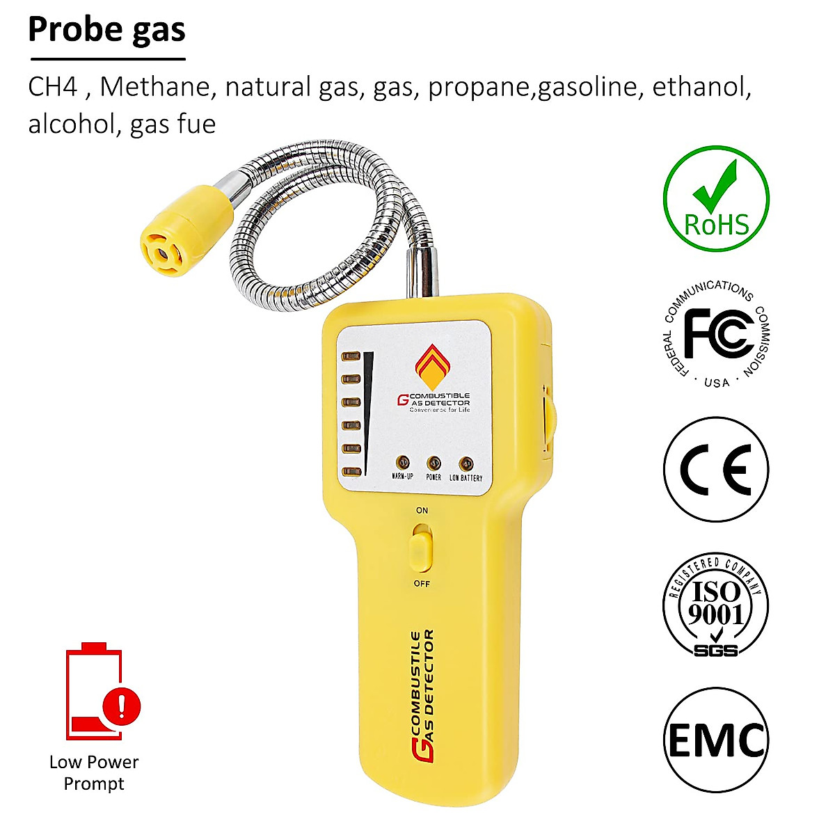 TECHAMOR Natural Gas Detector, Y201 Pro Portable Gas Leak Sniffer, Locating The Source of Propane, Methane, Butane, Natural Gas, LPG and Combustible Gas Leak for Home & RV (Y201)