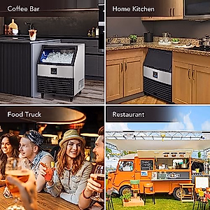 Towallmark Commercial Ice Maker, Creates 440LBS in 24H, Commercial Ice Machine with 88 LBS Ice Storage Capacity, Ice Maker Machine with Auto Self-Cleaning, Each Tray Can Make 144 Pieces of Ice.