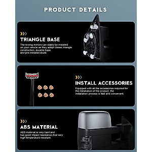 OCPTY Towing Mirrors Power Heated Left Driver Right Passenger Side Tow Mirrors Fit for 1999-2007 for Ford for F250/F350/F450/F550 Super Duty with Turn Signal Light with Chrome Housing