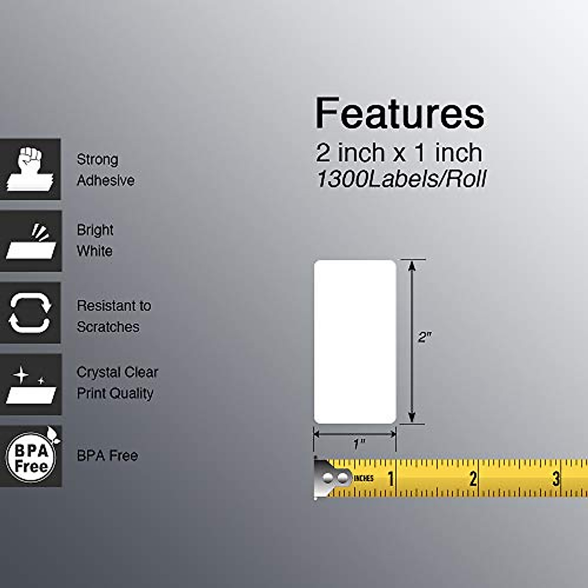 BETCKEY - 2" x 1" (51 mm x 25 mm) UPC Barcode & Address Labels Compatible with Zebra & Rollo Label Printer,Premium Adhesive & Perforated [6 Rolls, 7800 Labels]