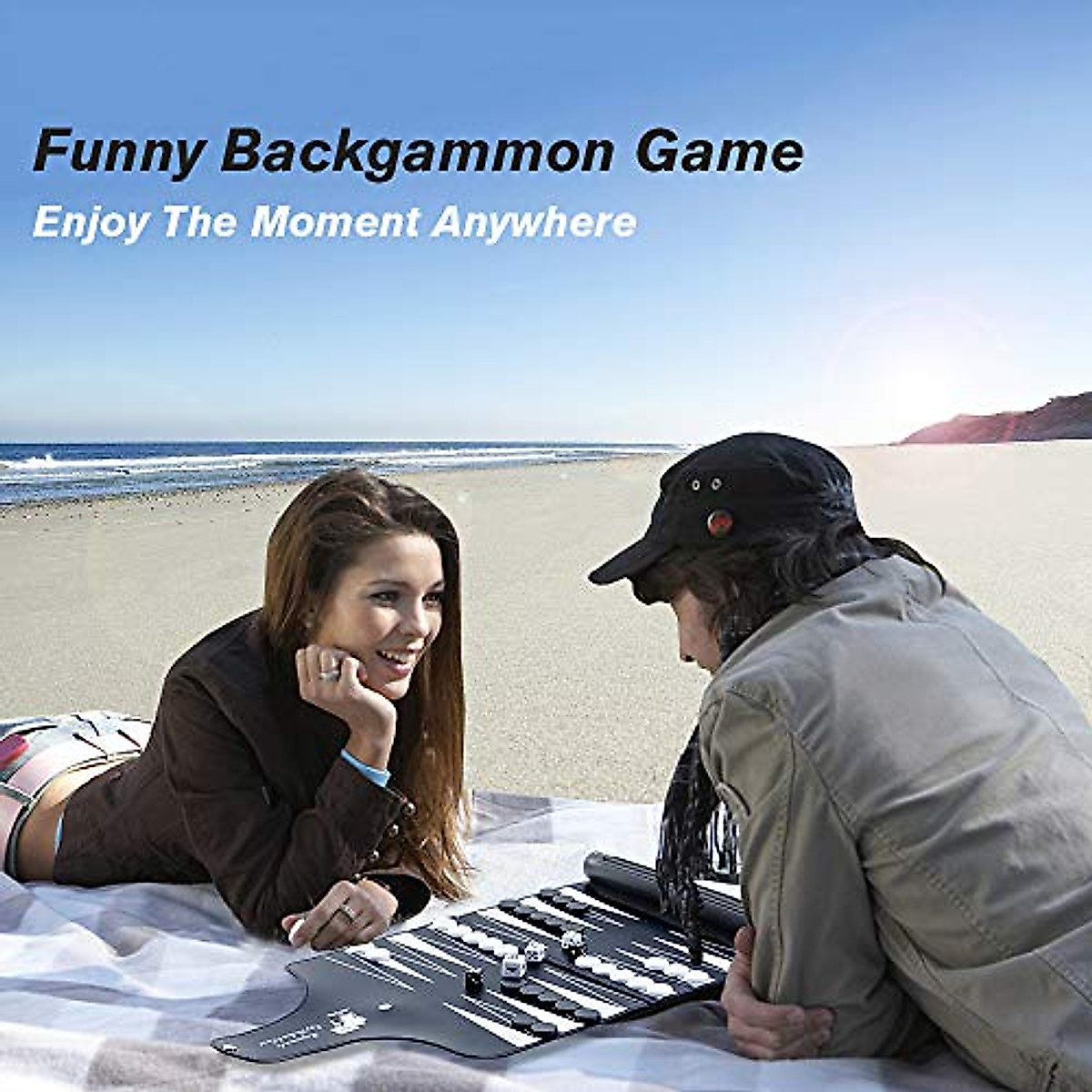 Travel Backgammon Set Roll Up Detachable Design Bagammon Game Set with Backgammon Checkers Inside (Black)