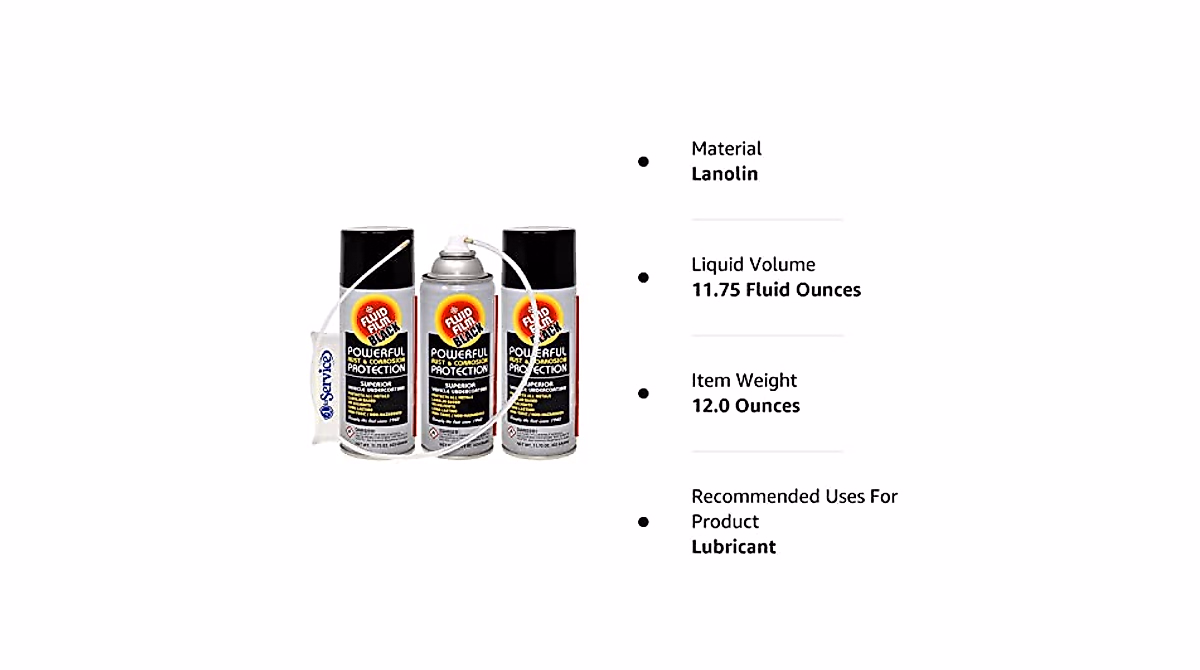 Fluid Film 12 Oz Undercoating Protection Aerosol Spray Can Black 3 Pack ...