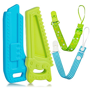 4Pcs Teething Toys for Babies, Soothe Babies Sore Gums BPA Free Silicone Teething Chew Toys with Pacifier Clip Infants Molar Teether Baby Shower Keepsake Gifts for 0-6 Months 6-12 Months