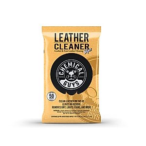 Chemical Guys PMWSPI20850 Leather Cleaner Wipes Mega 50 Pack for Car Interiors, Furniture, Boots, and More, Works on Natural, Synthetic, Pleather, Faux Leather and More, (50 Ct)