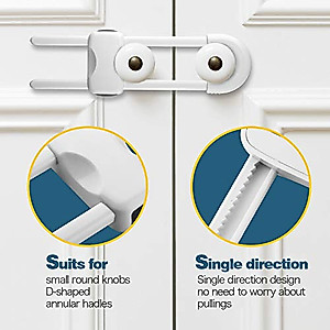 6PCS Cabinet Locks for Babies, Adjustable U-Shaped Child Safety Locks, Multifunctional Cabinet Handle Lock for Drawers for Cabinets, Drawer, Gate, Furniture Doors, Closet with Secure Lock Buttons
