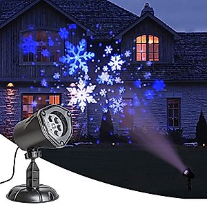EAMBRITE Christmas Projector Lights LED White Blue Rotating Snowflake Projector Light for Birthday Wedding Theme Party Garden Home Winter Outdoor Indoor Decor