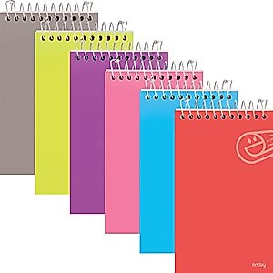Enday Pocket Notebook, Small Notebooks 3 x 5 Top Bound Small Spiral Notebooks, Memo Pad for Home Office Accessories, 75 Sheets, Mini Notepad in Pink, Purple, Green, Blue, Red, Grey (6 Pack)