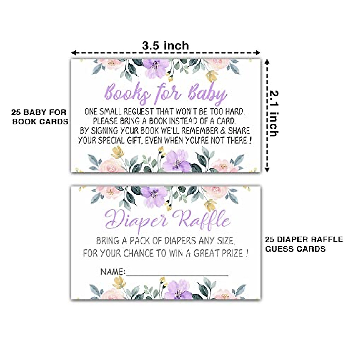 Baby Shower Invitation Kit, Diaper Raffle Games, Books For Baby, Blush Pink Floral Baby Gender Reveal Fill In Invites Cards, Each Design 25 Cards & 25 Envelopes （A Total of 100 set） - BABYSET-001