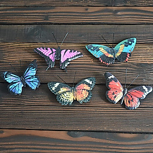 CALIDAKA 5 PCS Metal Butterfly Wall Art Decor 3D Butterfly Hanging Wall Butterfly Colourful Garden Inspirational Wall Sculptures Home Craft for Bedroom Living Room Bedroom Office(Random Color)
