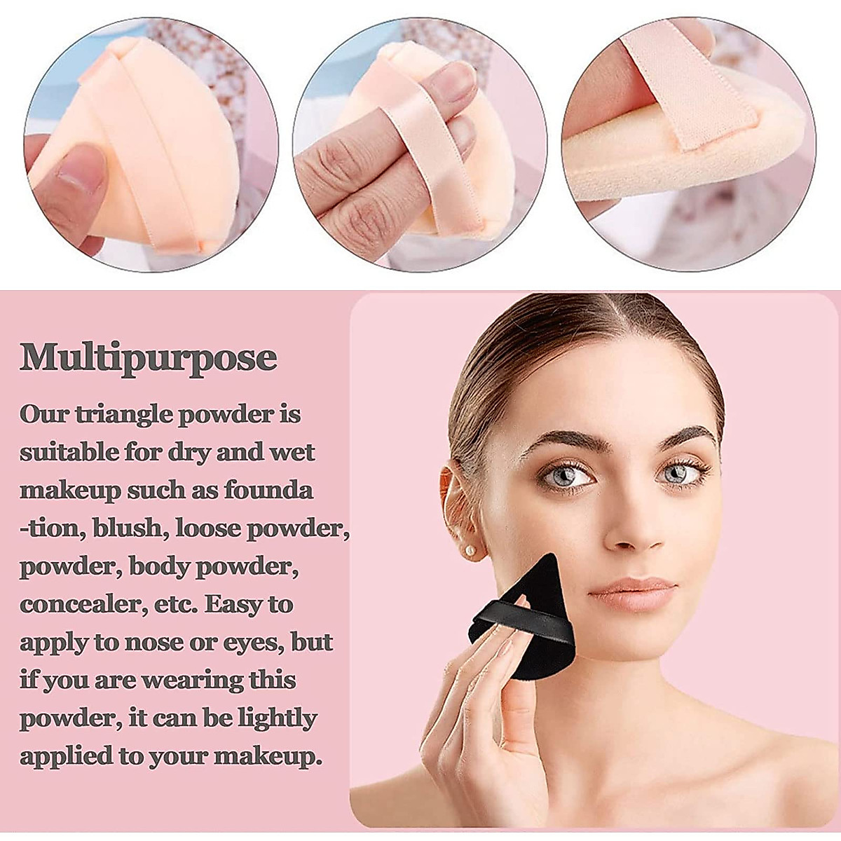 LRICXFANG 15 Pcs Triangle Powder Puff, Puffs for Face Makeup Pure Cotton Puff Soft Velour Loose Mineral Body Cosmetic Foundation - Wet & Dry Beauty Tools