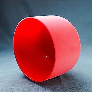 KVKA 8 Inch C Note Root Chakra Red Colored Crystal Singing Bowl With Carrying Case for Yoga Sound Bath Meditation Healing