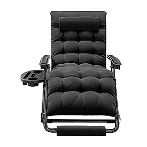 Ezcheer Zero Gravity Chair with Foot Rest Cushion, Support 350 lbs Patio Recliner Chair, Folding Camping Lawn Lounge Chair with Cup Holder and Head Rest (Black)