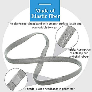 Bememo 4 Pieces Thick Non-Slip Elastic Sport Headbands Hair Headbands for Women and Men (Black, White, Grey, Royal Blue)