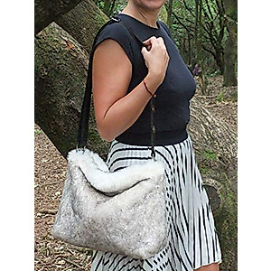 LONI Womens Faux Fur Hobo Crossbody Shoulder Bag Animal Print Handbag