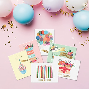 Sweetzer & Orange Gold Foil Bulk Birthday Cards Assortment – 24pc Bulk Happy Day flyers with Envelopes Box Set – Assorted Blank Birthday Cards for Women, Men, and Kids in a Boxed pack