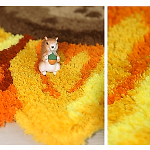 Sunflower Area Rug Golden Ultra Soft and fluffy Sunflower Shaped Rug,Handmade Tufted Round Rug Washable Non-Slip, for Bedroom,Living Room,Kitchen,Bathroom (40x40inches)