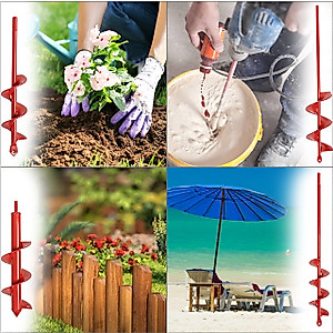 TCBWFY 4 Set Auger Drill Bit for Planting,Heavy Duty Garden Auger Spiral Drill Bit Bulb Planter Tool for Planting Bedding Plants,Universal for Cordless Drill(1.6"x9",2"x14.6",3"x16.5",3"x12")