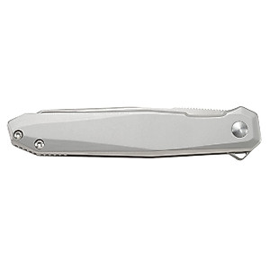 CRKT Facet EDC Folding Knife: Everyday Carry Assisted Open, D2 Satin Blade, Frame Lock, Stainless Steel Handle with Deep Carry Pocket Clip K230XXP, Silver