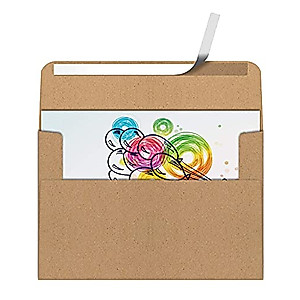 A7 Kraft Invitation Envelopes, 100-Pack, Use with 5 x 7 inch Cards, Strong Bond Paper, by Better Office Products, Straight Flap with Peel and Stick Closure, 100 Pack (5.25 x 7.25 inch)