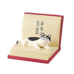 Suillty Lovely Cat Lay on Magic Book Cell Phone Stand Holder,Desktop Animal Smartphone Support Cradle Dock Table Decoration