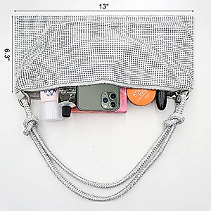 Rhinestone Purse Silver Hobo Purse Sparkly Black Evening Bag for Women Prom Party Wedding-Silver