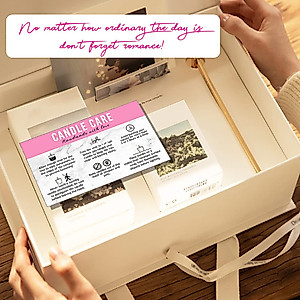 Handmade Candle Care Instruction Card, Card, for Makers Soy Bees Wax Coconut Essential Oils Black with White, 50 Pack 3.5 x 2 inches (Pink)