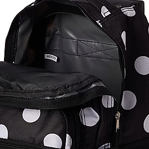 Rockland Double Handle Rolling Backpack, Black Dot, 17-Inch