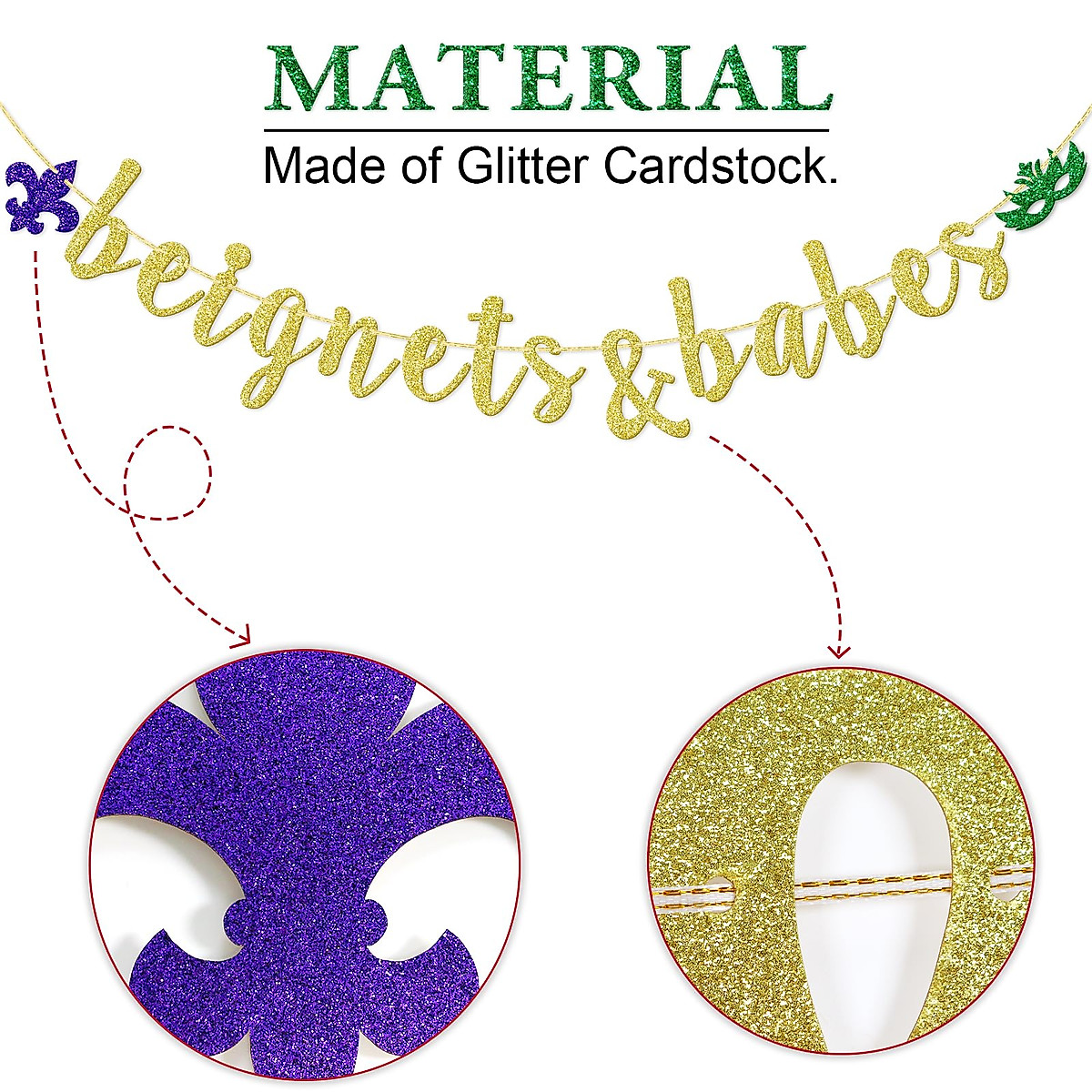 Beignets & Babes Banner, Nola Bachelorette Party Decorations, New Orleans Bachelorette Decorations, Pre-Strung Supplies for Beignets and Besties, Bridal Showers, Gold Glitter