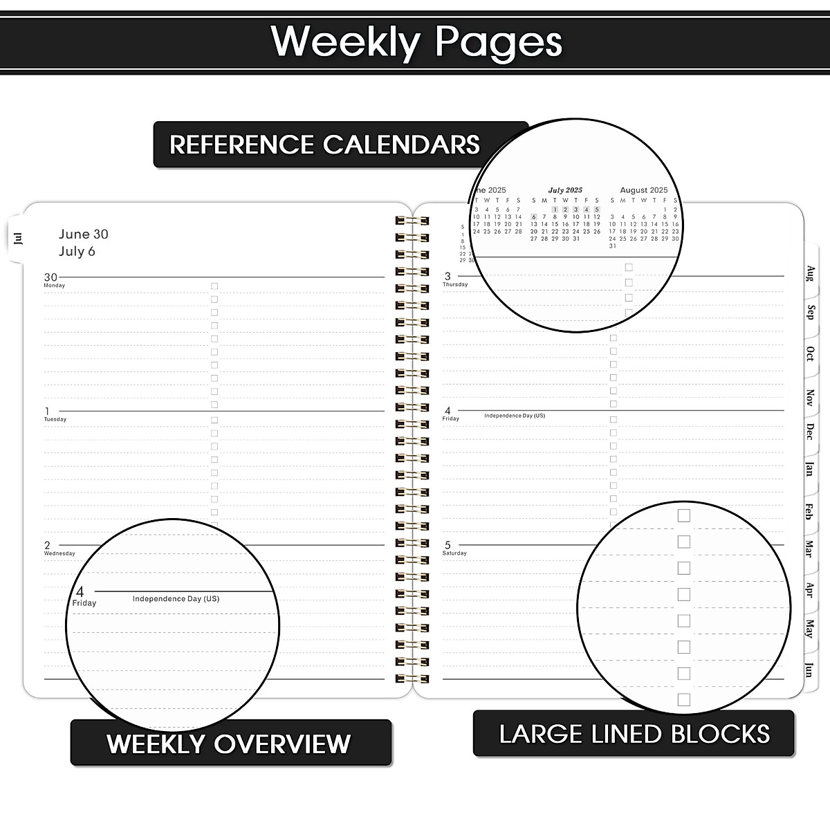 Planner 2023-2024 - Academic Planner 2023-2024 from Jul.2023 - Jun.2024, 2023-2024 Planner Weekly & Monthly with Tabs, 8" x 10", Flexible Cover, Thick Paper, Twin-Wire Binding, Perfect Daily Organizer - Black