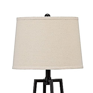 Catalina Lighting 21405-000 Modern Metal Etagere Floor Lamp with Shelves and Linen Shade, 58", Black