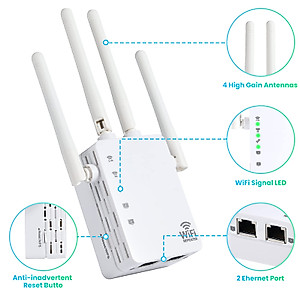 WiFi Extenders Signal Booster for Home Cover Up to 12880 sq. ft & 105 Devices, WiFi Extender, 1200Mbps WiFi Amplifier, WiFi Range Extender, WiFi Booster, Internet Booster, WiFi Extender Booster