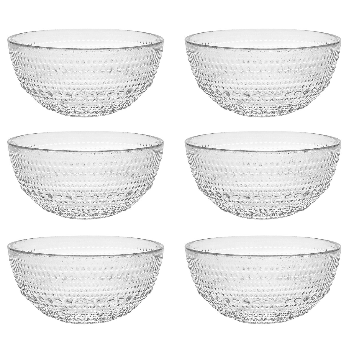 Fortessa Jupiter Vintage Glassware Collection 5 Inch Cereal Salad Dessert Snack All-Purpose Bowl 6 Pack, Clear, 14 Ounce (6 Pack)