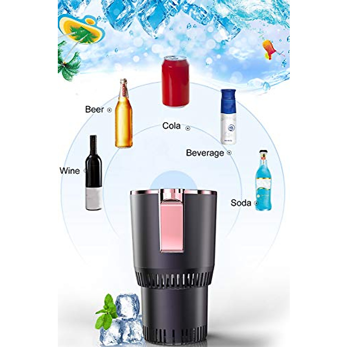 Home & Car Cup Cooler Warmer Quick Electric Cooling Cup -3℃~58℃ Heat and Cold Insulation Drink Cooler Cup Coffee Warmer for Office/Road Trip