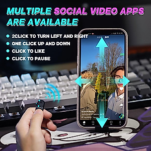 SSOBZELR Tiktok Trending Bluetooth Smart Scrolling Ring Kindle App Remote Page Turner with Cell Phone Stands Wireless Camera Shutter Selfie Button - Compatible with iPhone Ipad Android (Black)