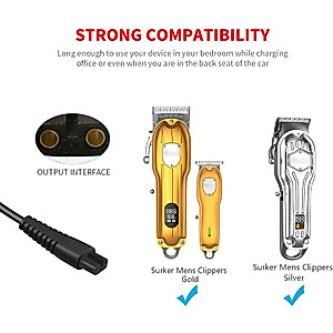 MEROM Hair Clipper Charger Cord Compatible with SURKER Mens Hair Grooming Trimmer K7S K7S-Silver K7S-Gold K9S SK-1616 Replacement Power Cable