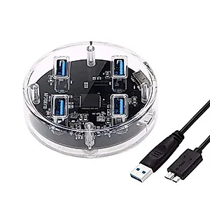 Lysee Data Cables - Zihan USB3.0 4 Ports HUB with Rubber Transparent for Desktop Laptop Reserced External Power Supply