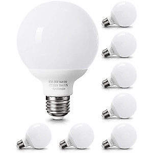 8 Pack Daylight LED Globe Light Bulbs for Bathroom, 120V 60 Watt Eqv., E26 Medium Base, Non-Dimmable Vanity Light Bulbs Round, 5000K Bright G25 LED Bulb Over Mirror