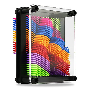 LXS 3D Pin Art Board Toy, Colourful Plasic Board Size(3.75 x 5 inches), Classic Pin Impression Art Toys Sculpture for Children Kids