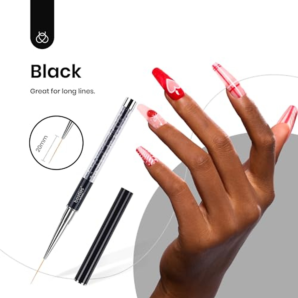 Beetles Gel Polish Nail Art Liner Brushes 5Pcs Painting Art Design Pen Set Diamond Application Rhinestone Handle Dotting Drawing Sizes 5 7 9 11 20mm Nail Art Design Gift for Women