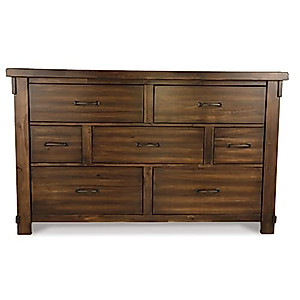 Signature Design by Ashley Lakeleigh Rustic Industrial 7 Drawer Dresser, Dark Brown