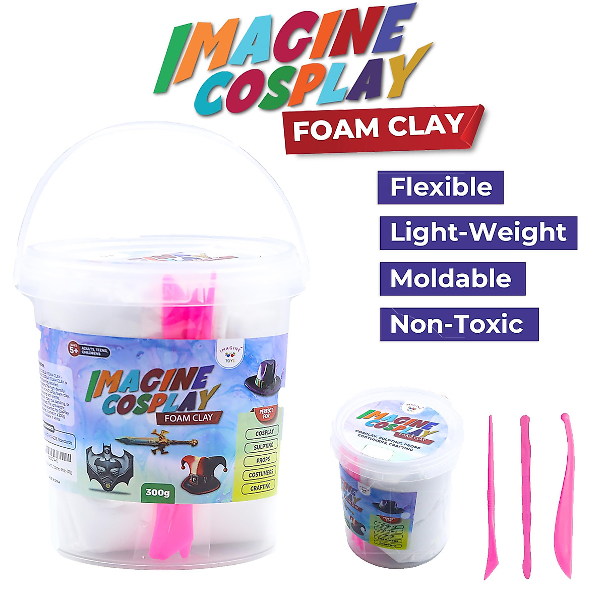 Sculpting and Cosplay Foam Clay, 300g of High Density Air Clay for Sculpting and Molding into Fun Projects and Cosplay Props. Foam Clay is Lightweight, Flexible, Easy to: Mold, Sand and Paint.