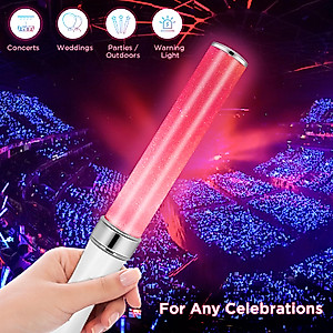 BINWO Reusable LED Glow Sticks(2Pack) with 15 Multicolor, Manual and Automatic Mode, Equipped with AAA Battery Powered LED Sticks, Concert Glowsticks, Raves, Emergency, (15+ Years Old)