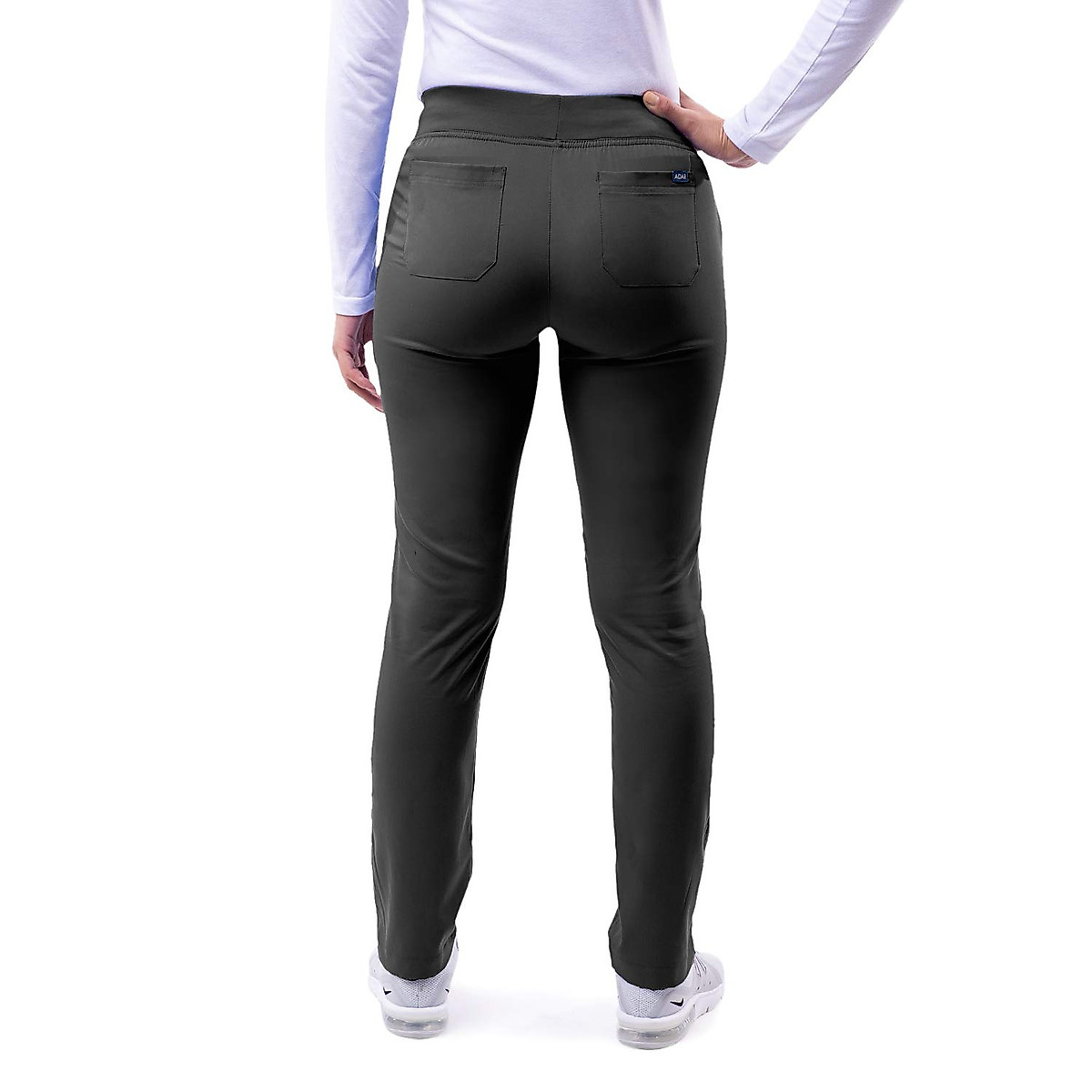 Adar Pro Scrubs for Women - Skinny Leg Yoga Scrub Pants - P7102 - Black - M
