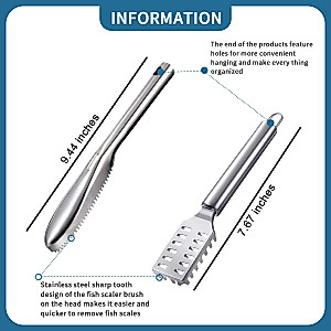 Fish Scaler Stainless Steel Fish Scaler Remover No Mess Easily Remove Fish Scales,Fish Skin Scraper for Kitchen Fish Cleaning Kit,Fish Descaler Tool Suitable for All Fish,with One Glove… (Large)