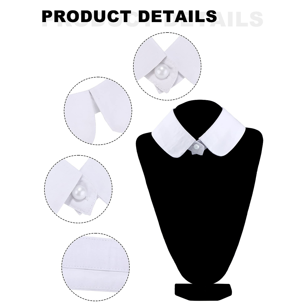 SATINIOR 2 Pieces Fake Collar Detachable Dickey Collar False Lapel Blouse Collar Women's Faux Fake Collar, 2 Styles, Medium(White)