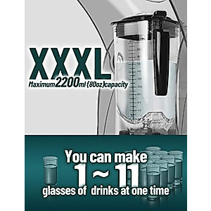 WantJoin Professional Commercial Blender With Shield Quiet Sound Enclosure 2200W Industries Strong and Quiet Professional-Grade Power, Self-Cleaning, Black